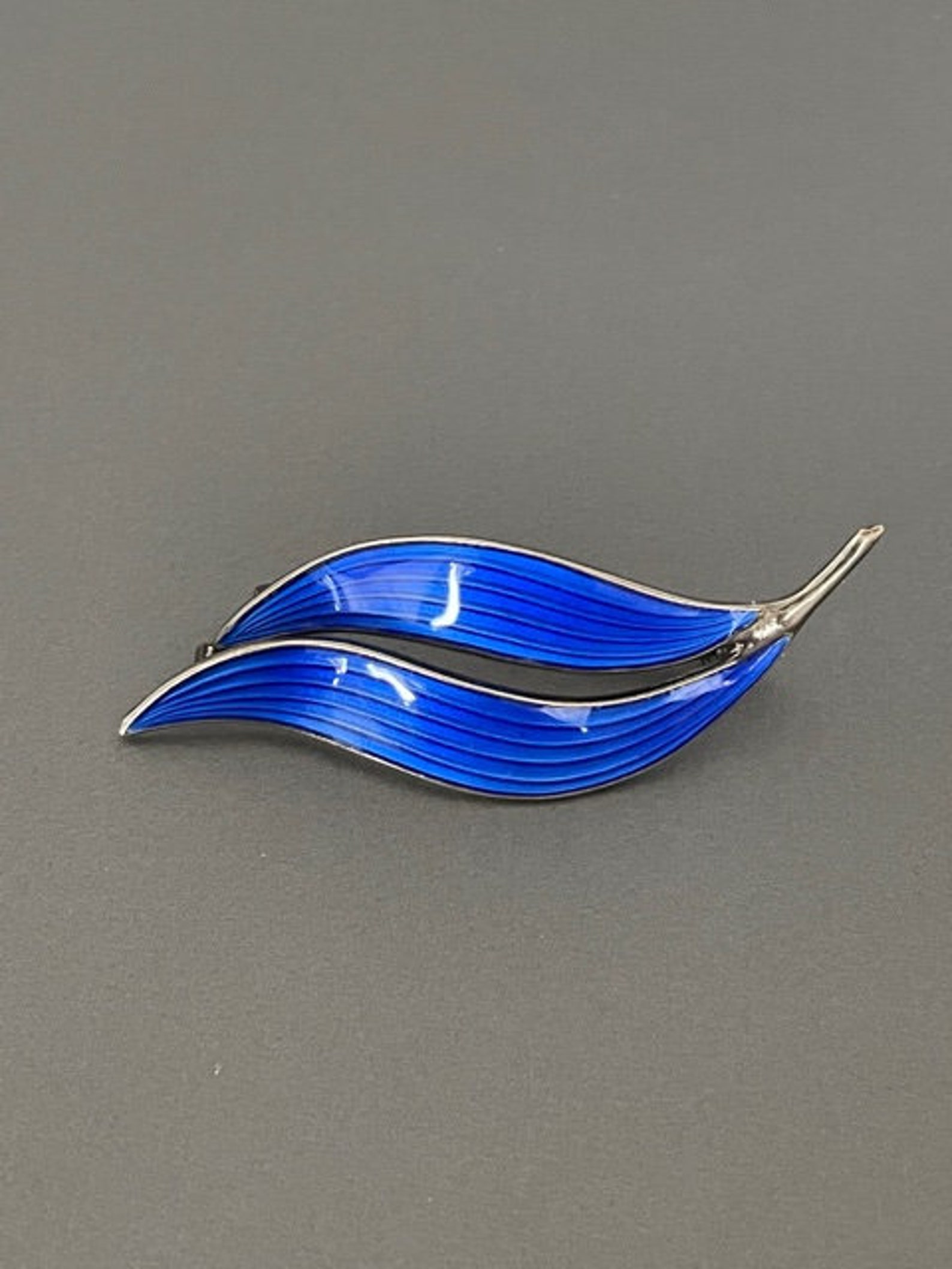 NORWAY STERLING 925S Blue Enamel Leaf Pin Brooch - Etsy