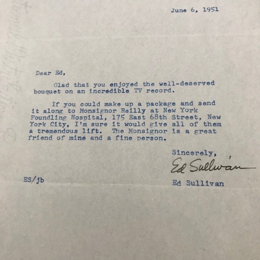 ED SULLIVAN AUTOGRAPHED Letter - June 6, 1951 to Ed?? - Signed by Ed ...