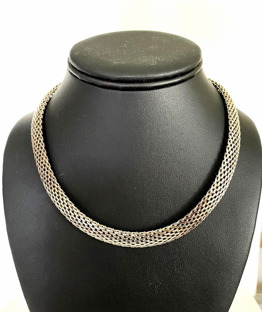 GC 925 Sterling SILVER MESH Choker Necklace - Unisex - Estate Vintage ...