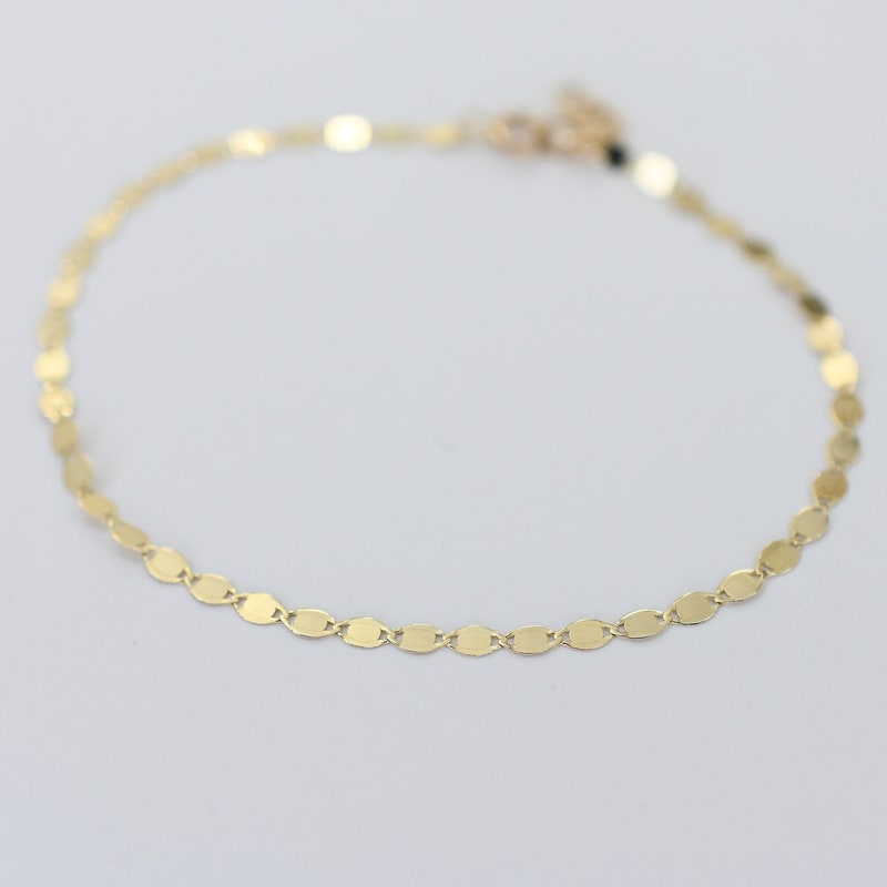 14k Gold Anklet - Etsy