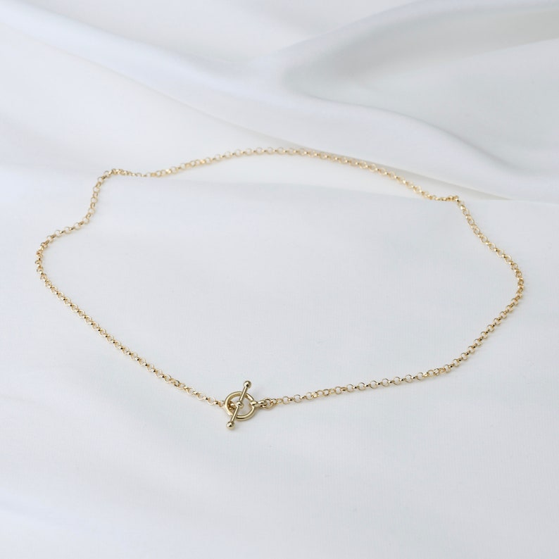 14K Gold Toggle Necklace, 14K Gold Toggle and Rolo Chain Necklace - Etsy