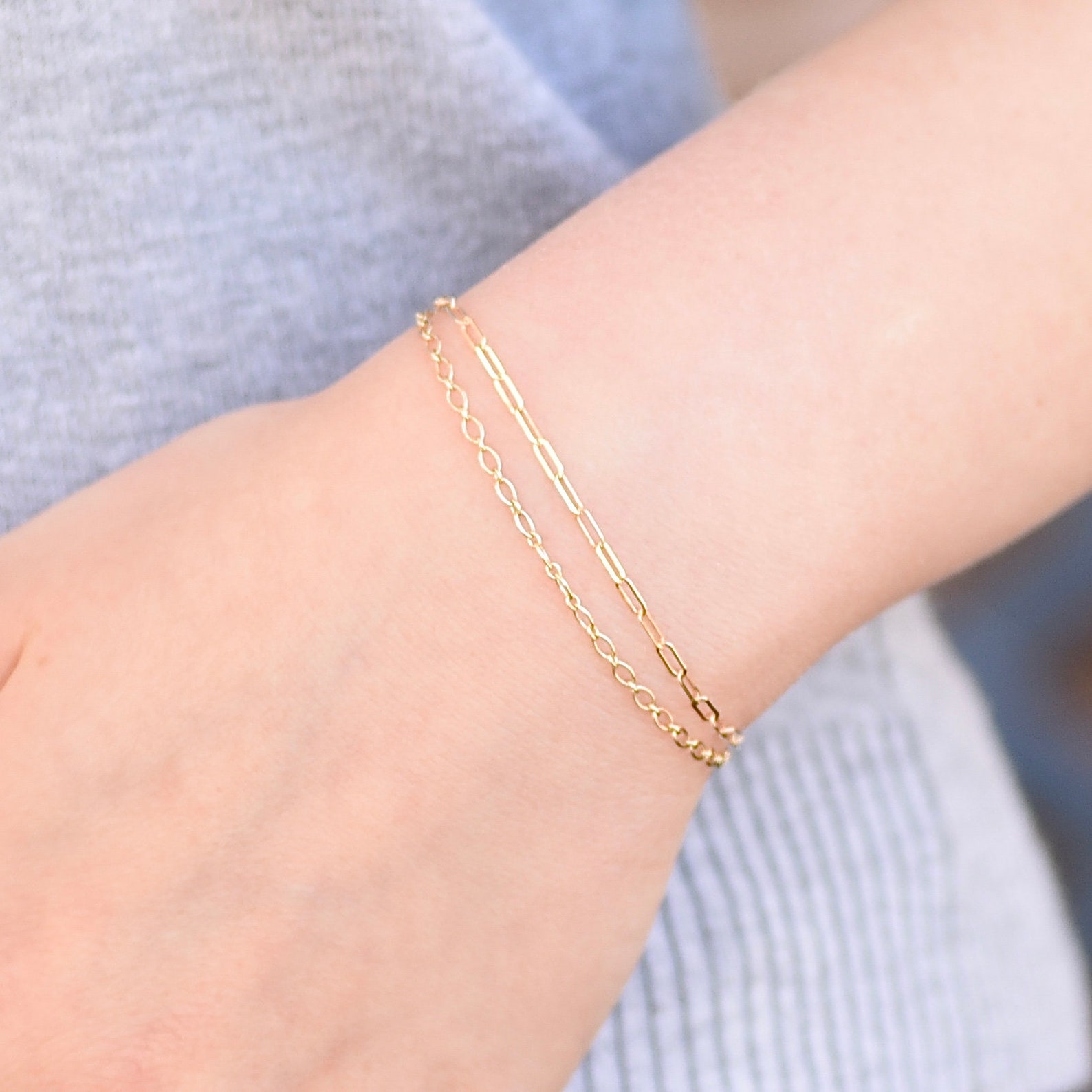 Delicate 14K Gold Bracelet Gold Dainty Chain Bracelet - Etsy