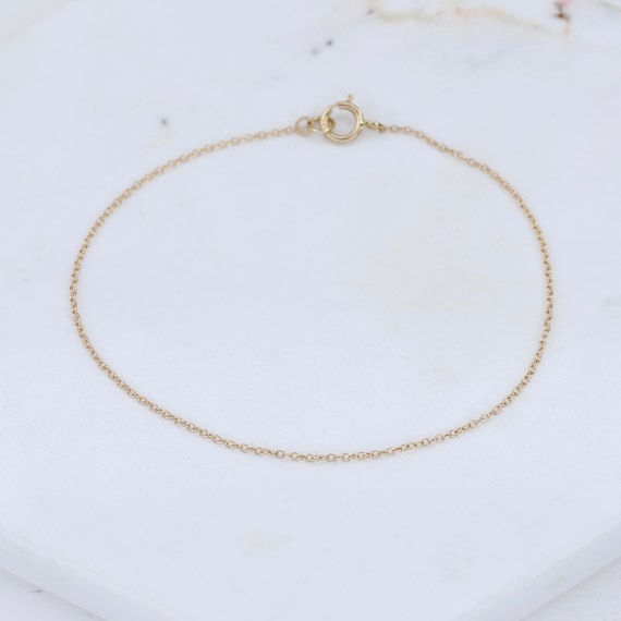 14k Solid Gold Delicate Chain Bracelet Dainty 14K Solid Gold Bracelet. 14k white gold bracelet Etsy