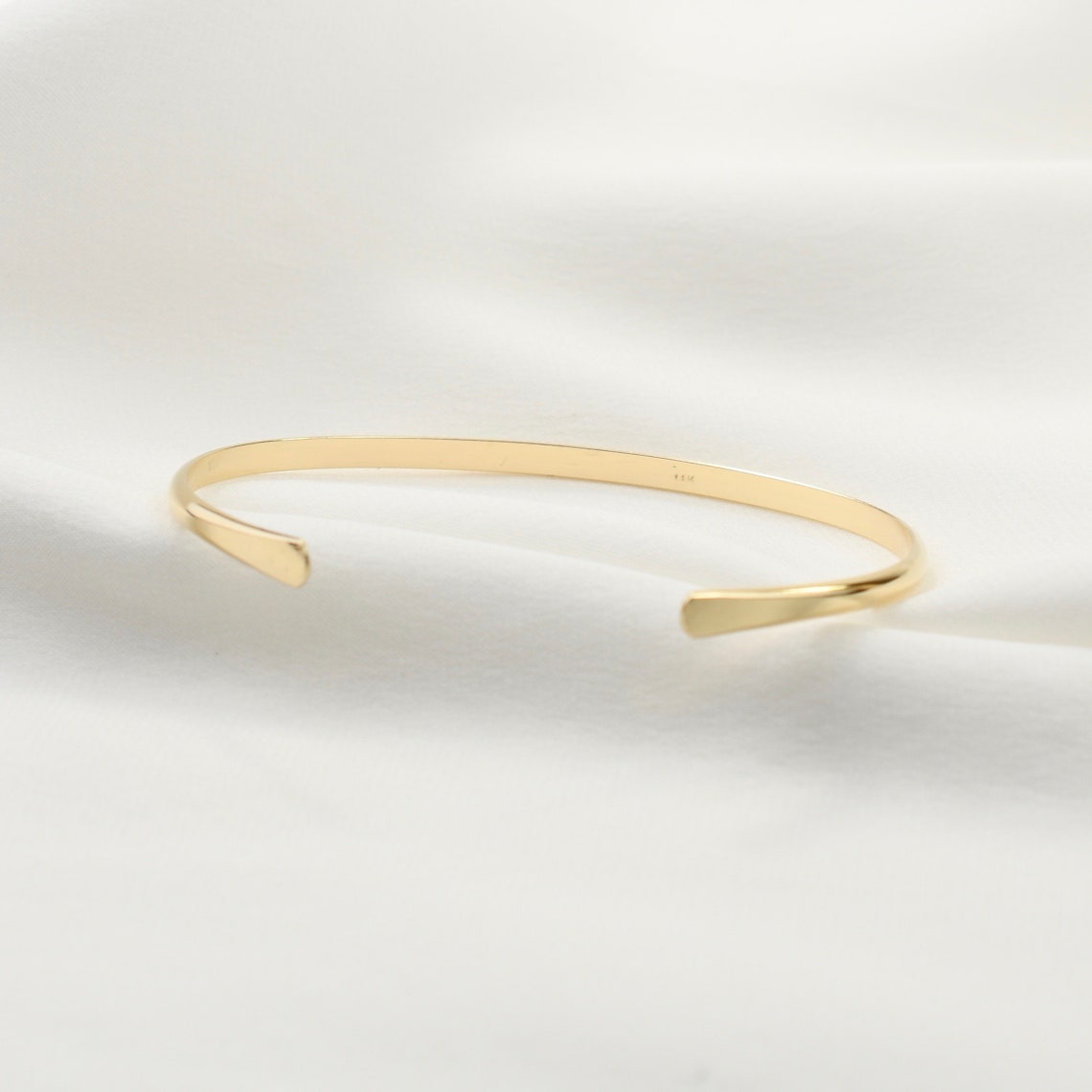 14K Solid Gold Cuff Bracelet Minimalist Cuff Bracelet - Etsy