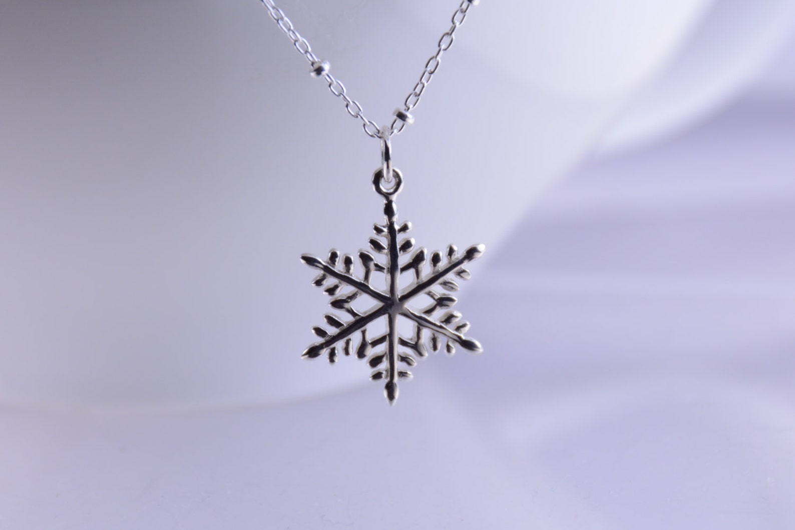 Snowflake Necklace Sterling Silver Snowflake Pendant | Etsy