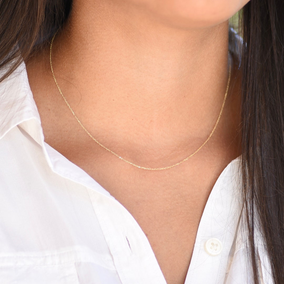 Solid Gold Chain. Delicate Necklace. 14K Solid Gold Necklace ...