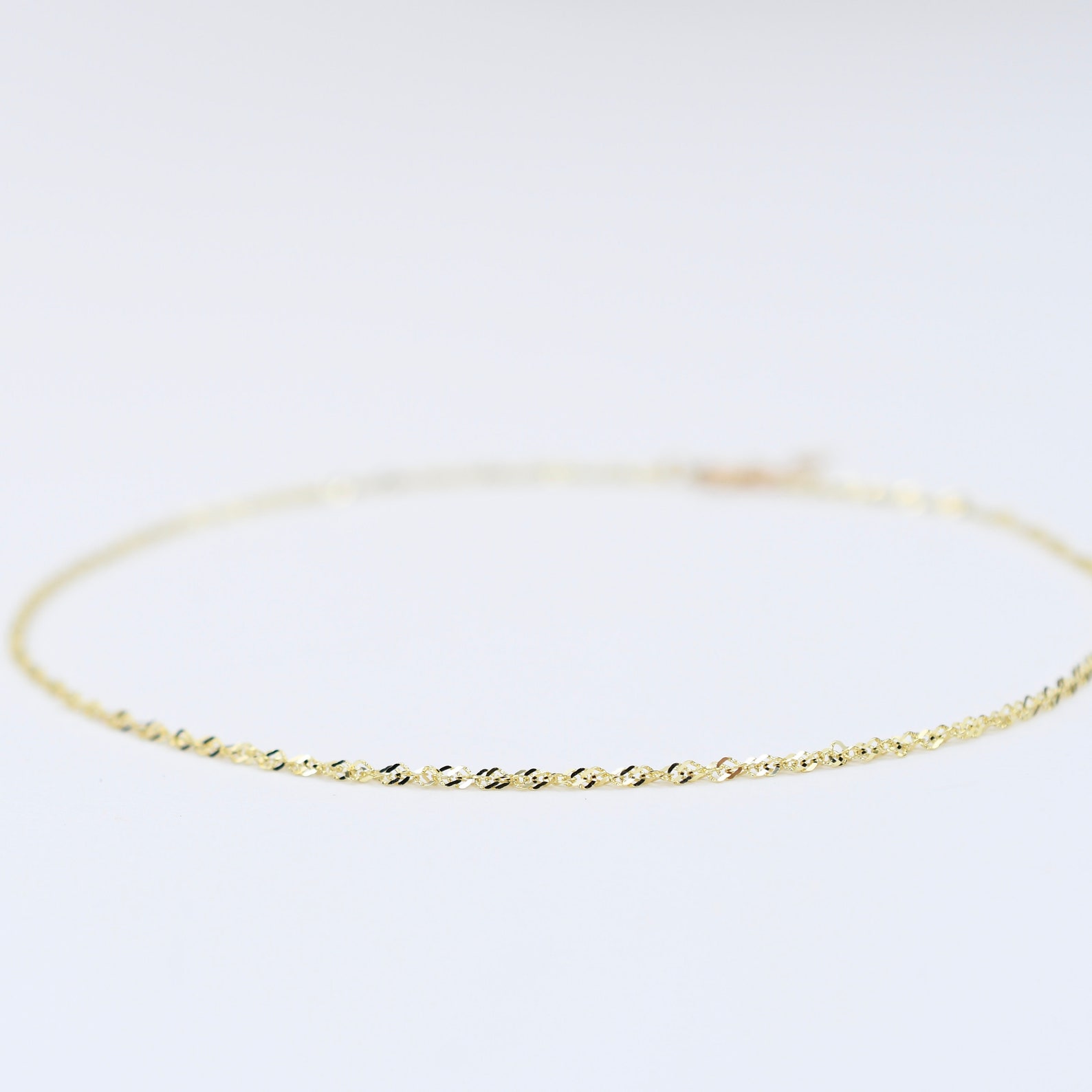 14K Solid Gold Delicate Anklet 14K Gold Chain Anklet - Etsy