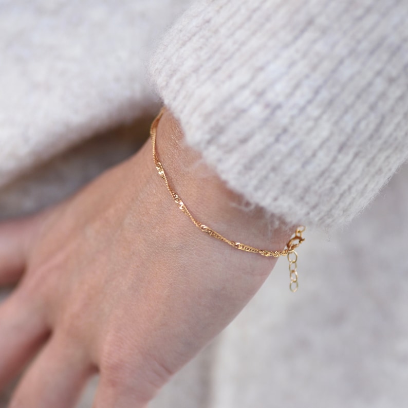 Solid Gold Delicate Bracelet Gold Chain Bracelet | Etsy