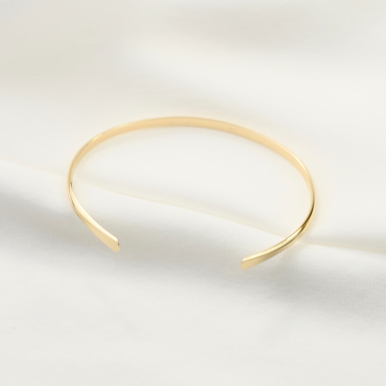 14K Solid Gold Cuff Bracelet Minimalist Cuff Bracelet - Etsy
