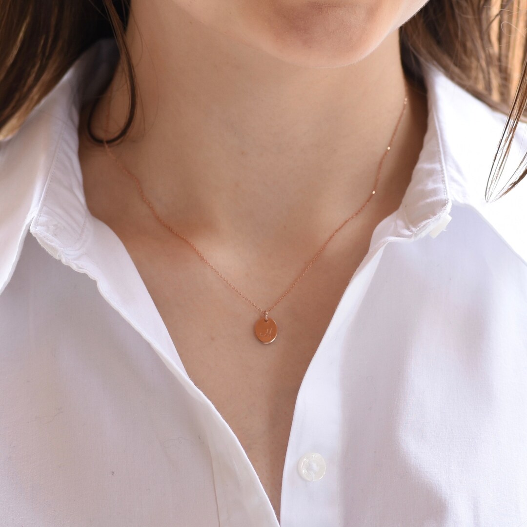 14K Gold Oval Disc Necklace. Yellow Gold Oval Disc Necklace. White Gold ...