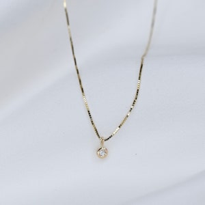 14K Gold Tiny Diamond Necklace - Tiny Diamond - Etsy