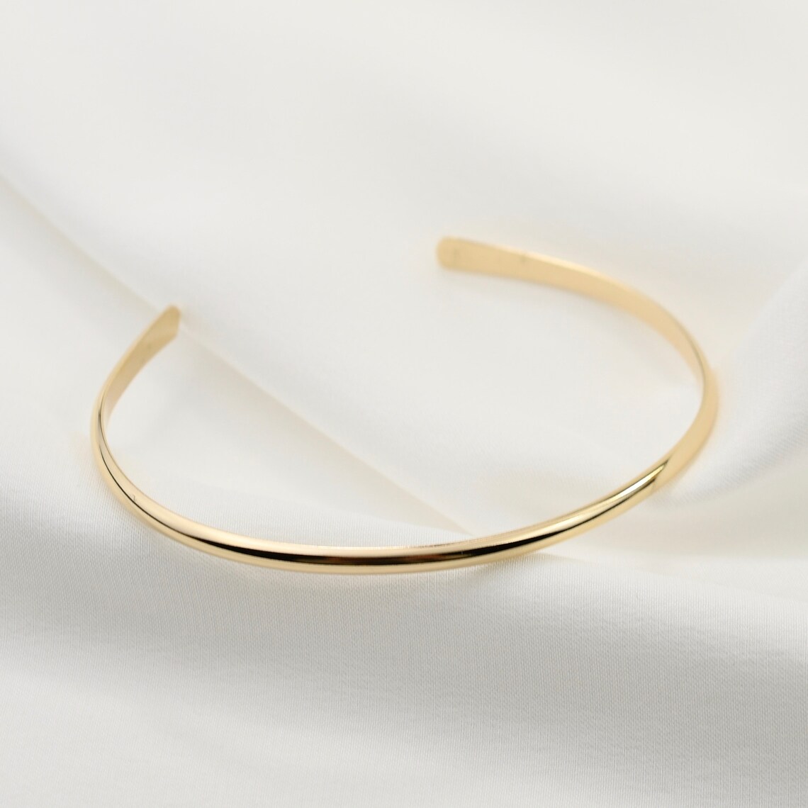 14K Solid Gold Cuff Bracelet Minimalist Cuff Bracelet - Etsy