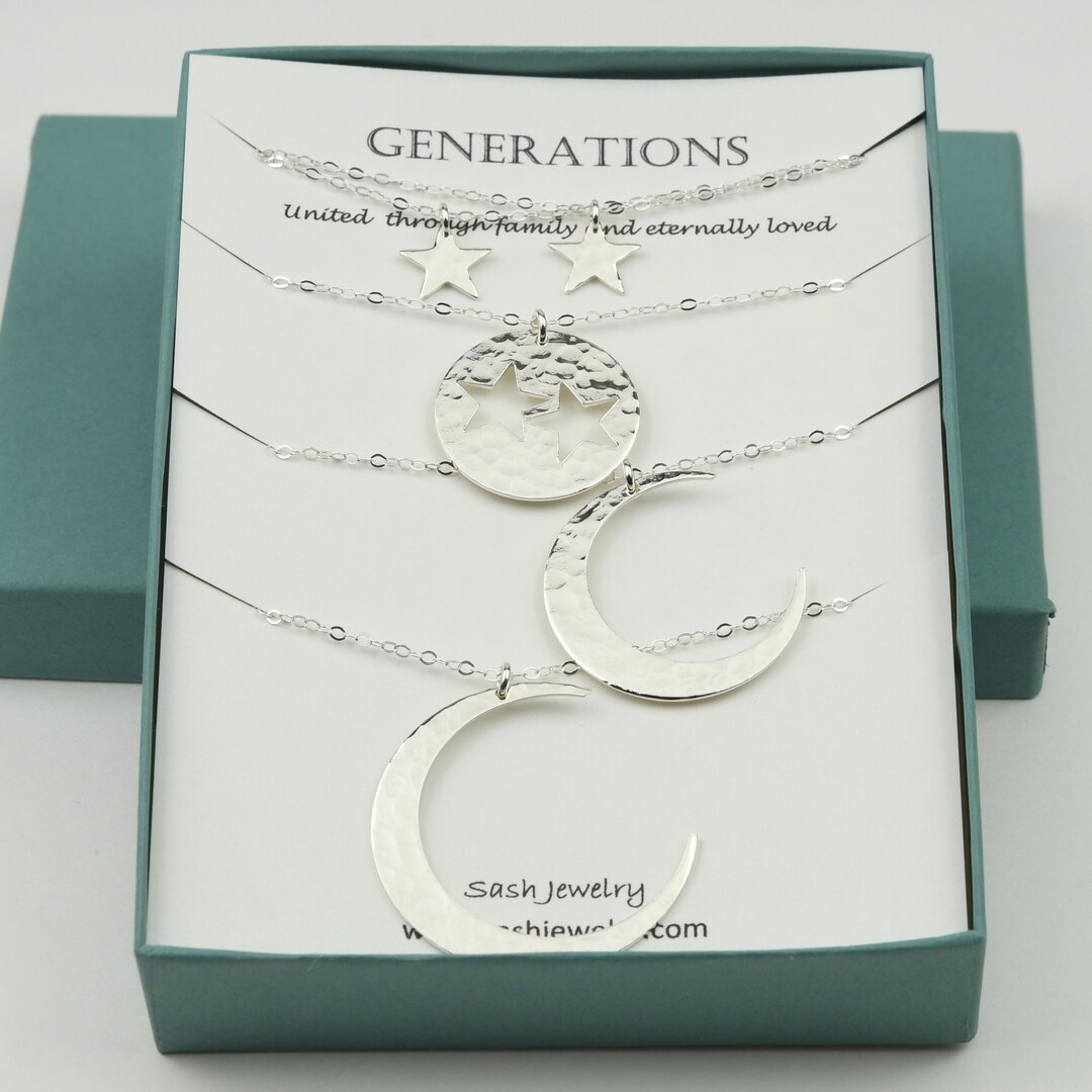 4 Generations Necklace Set. Great-grandmother Grandmother Mother Two ...
