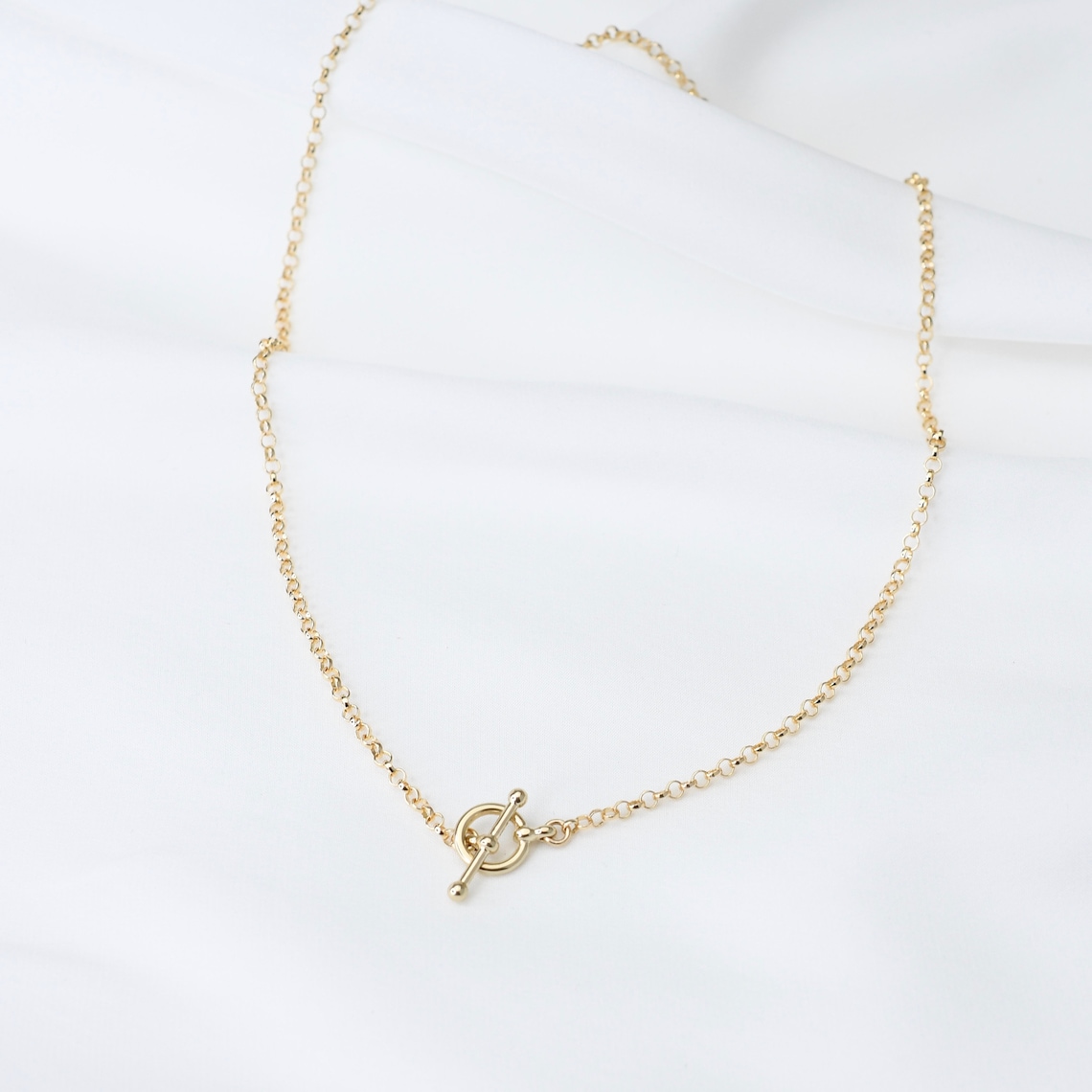 14K Gold Toggle Necklace 14K Gold Toggle and Rolo Chain | Etsy