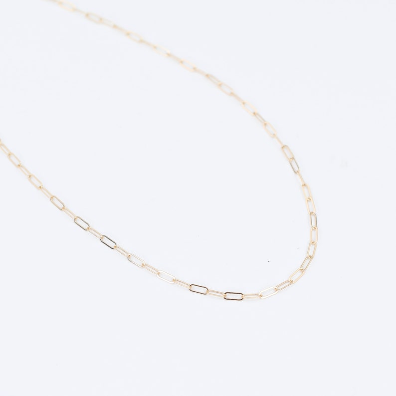 14K Gold Toggle Necklace, Gold Paper Clip Chain, Delicate Necklace Gold ...