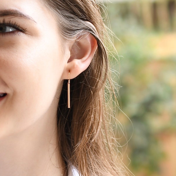 Gold Bar Earrings - Etsy