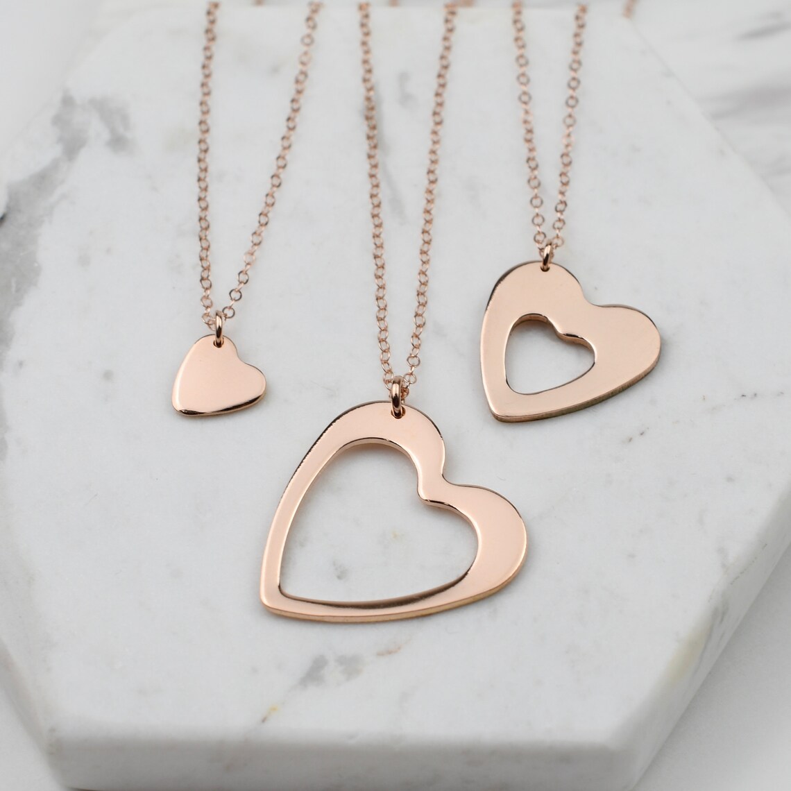 Rose Gold Filled Heart Generations Necklace Set - Etsy