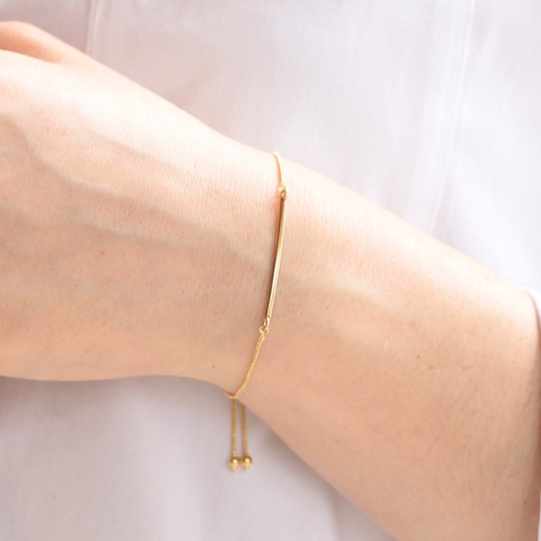 Gold Bar Bracelet - Adjustable Bar Bracelet. Delicate Bracelet - Etsy