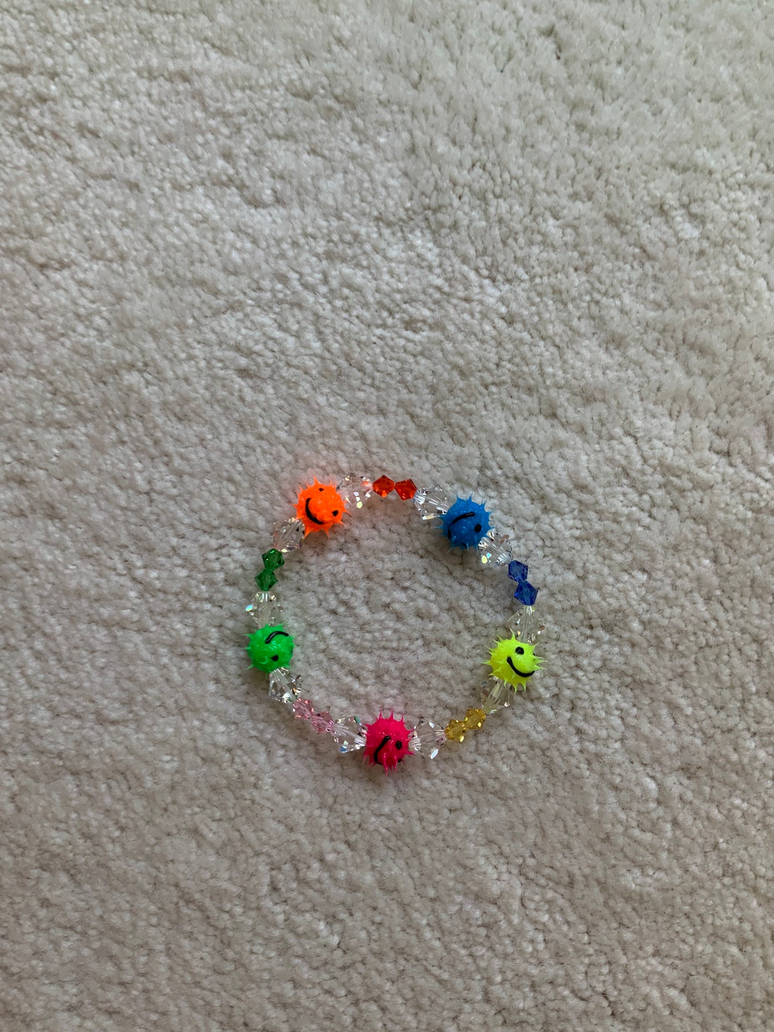 RUBBER SPIKE Smiley Face Beaded Rubber Spike Bracelet - Etsy
