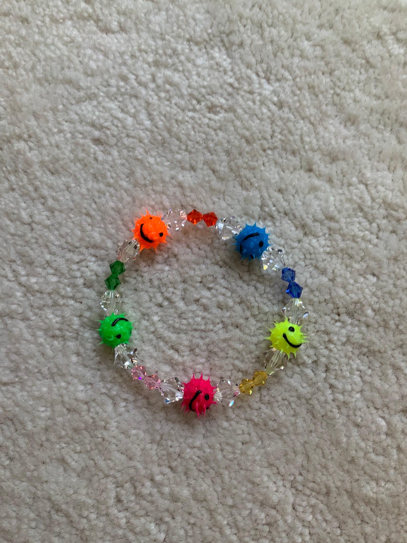 RUBBER SPIKE Smiley Face Beaded Rubber Spike Bracelet - Etsy