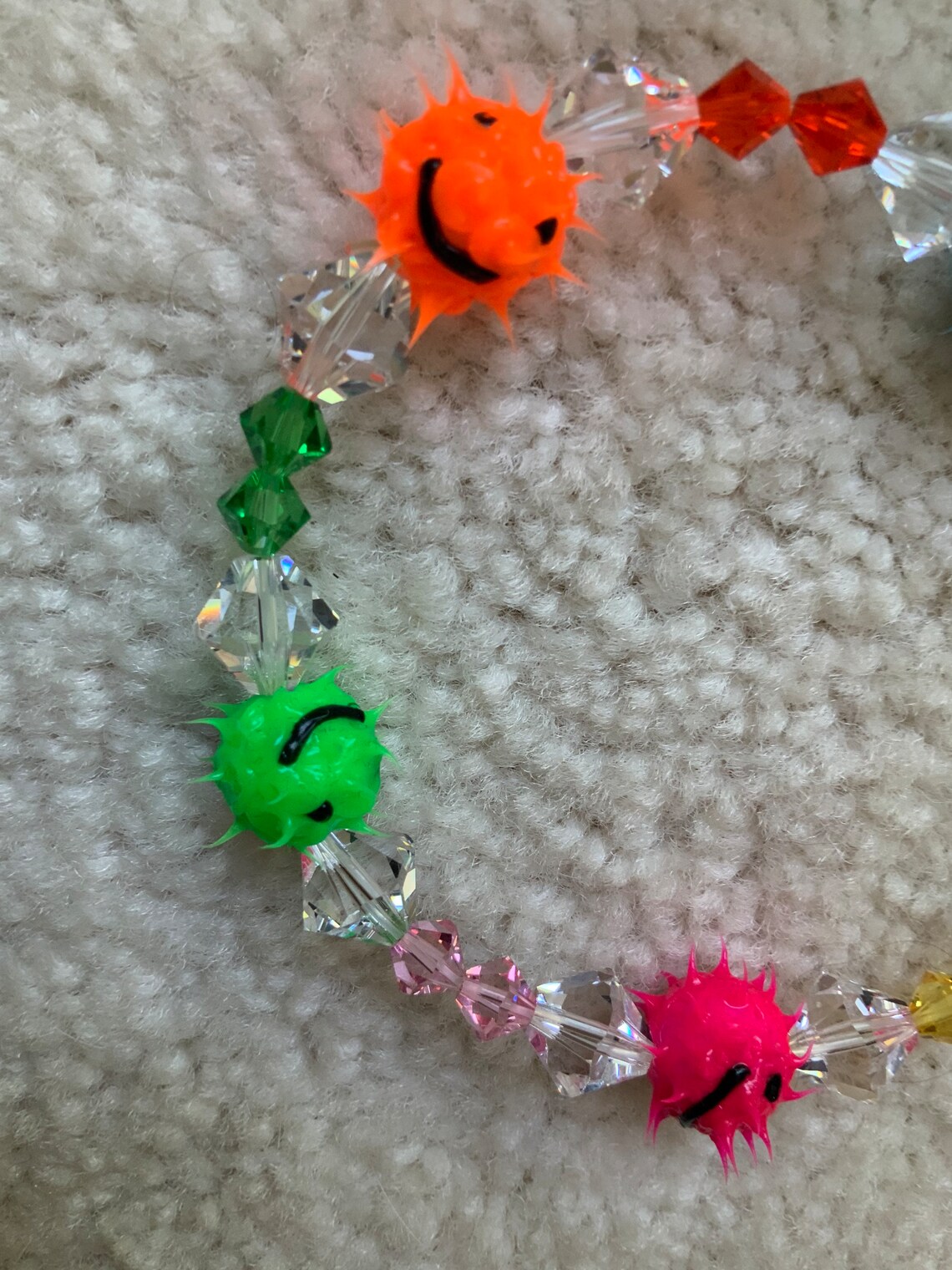 RUBBER SPIKE Smiley Face Beaded Rubber Spike Bracelet - Etsy