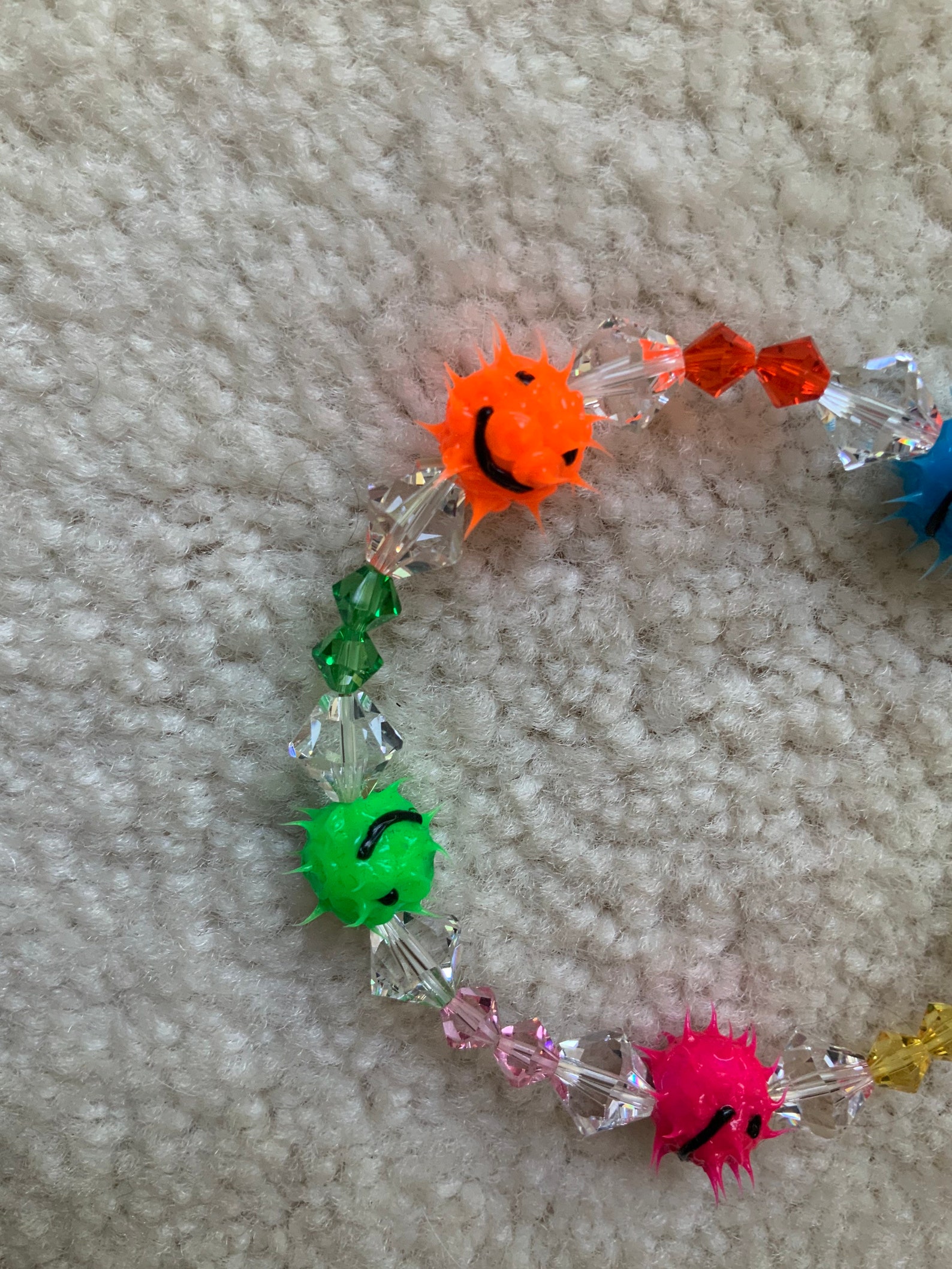 RUBBER SPIKE Smiley Face Beaded Rubber Spike Bracelet - Etsy