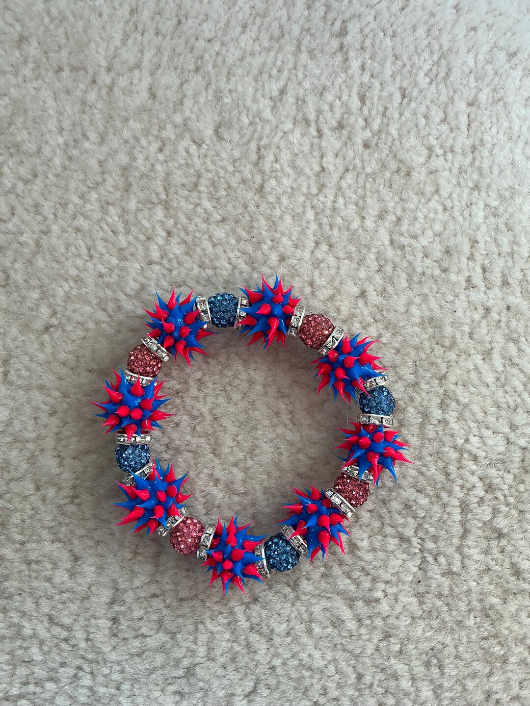 Colorful Blue and Pink Beaded RUBBER SPIKE Bracelet - Etsy