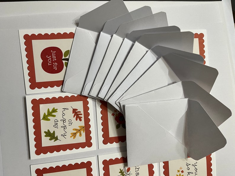 Autumn/fall Themed Blank Mini Note Greeting Cards 3x3 With Envelopes ...