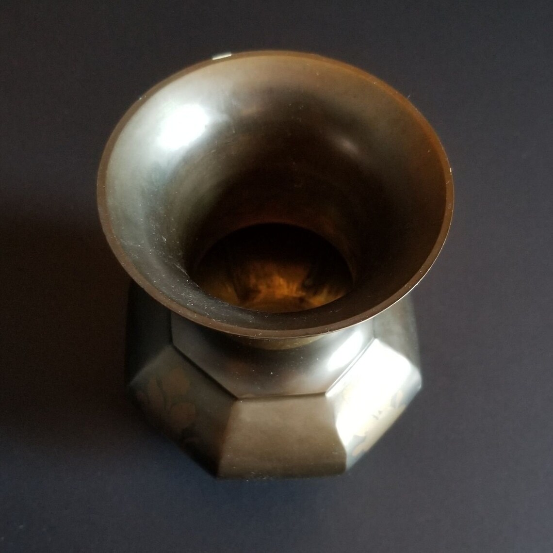 Footed Brass Octagon Vase Vintage 5.4 Brass Flower | Etsy