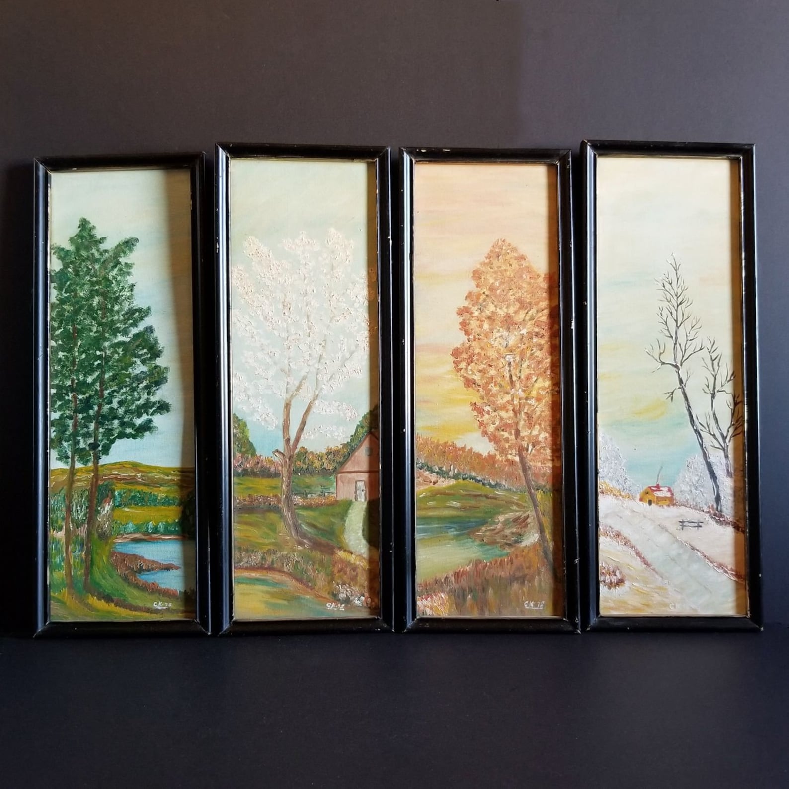 The Four Seasons Landscape Paintings Set of 4 Vintage Framed | Etsy