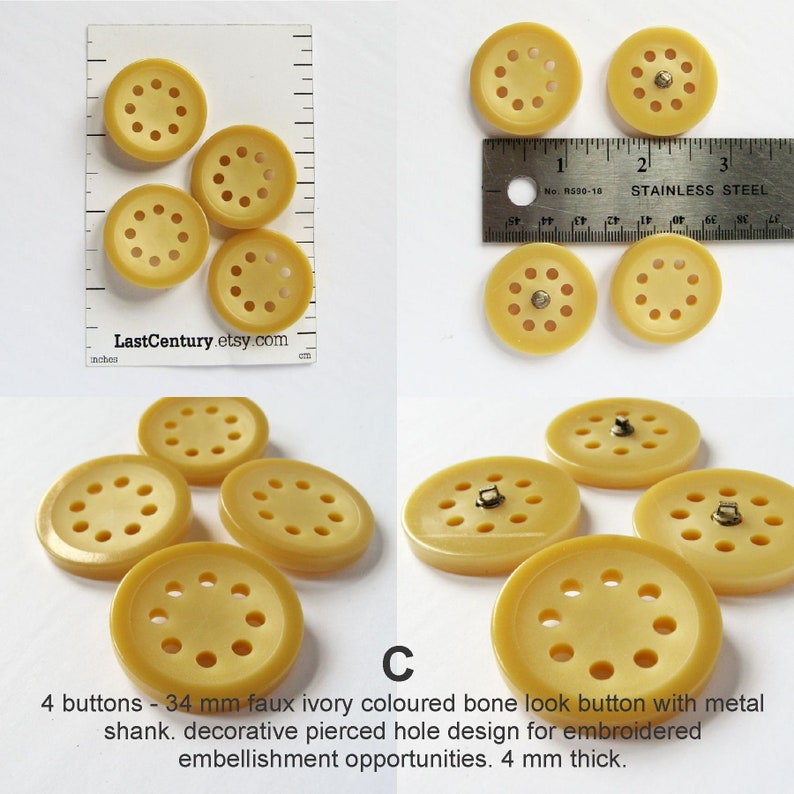 Large Faux Horn Buttons Vintage 2 Hole or Shank Buttons | Etsy