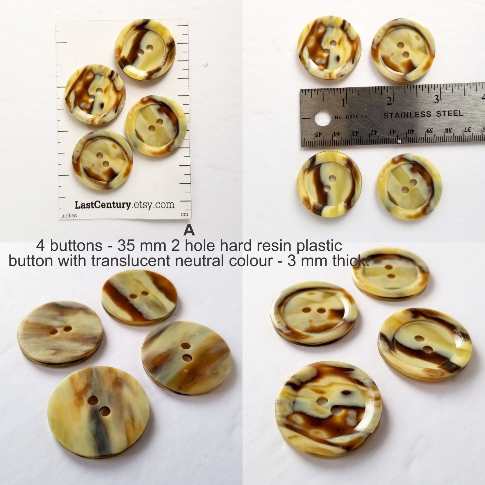 Large Faux Horn Buttons Vintage 2 Hole or Shank Buttons | Etsy