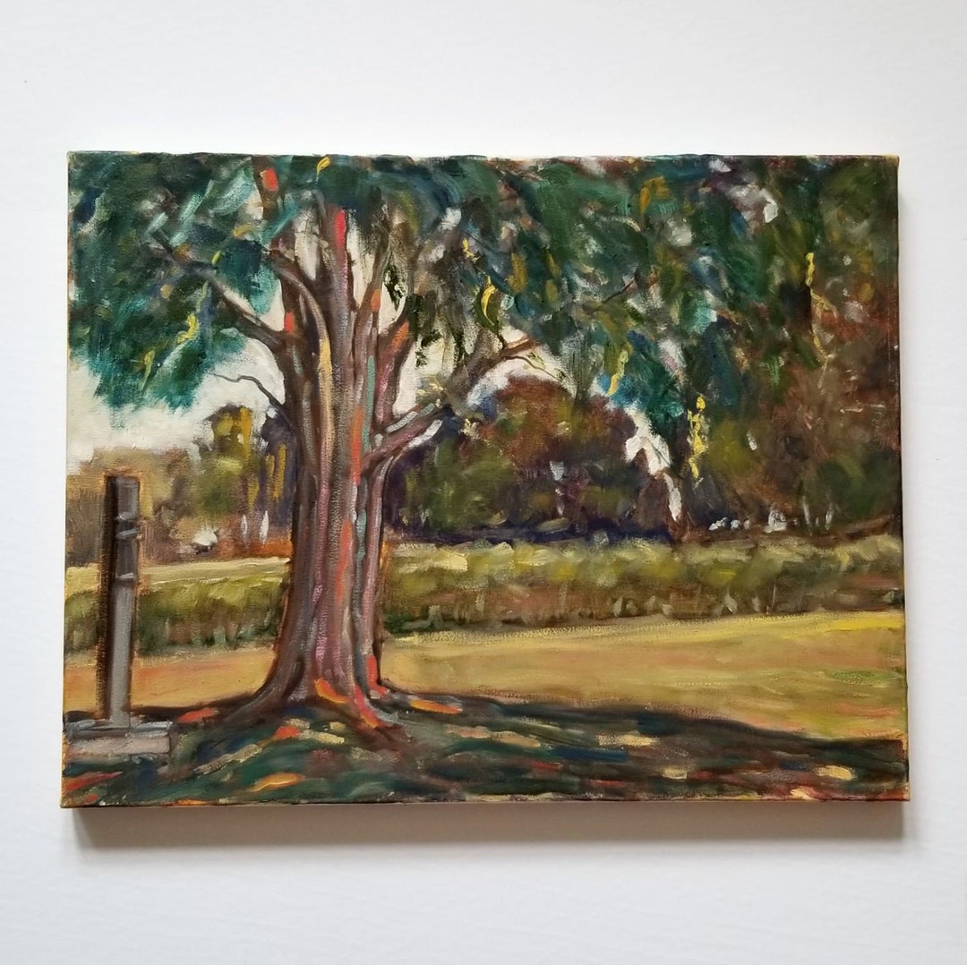 Spring Green Tree Landscape Painting 18x14 Vintage - Etsy