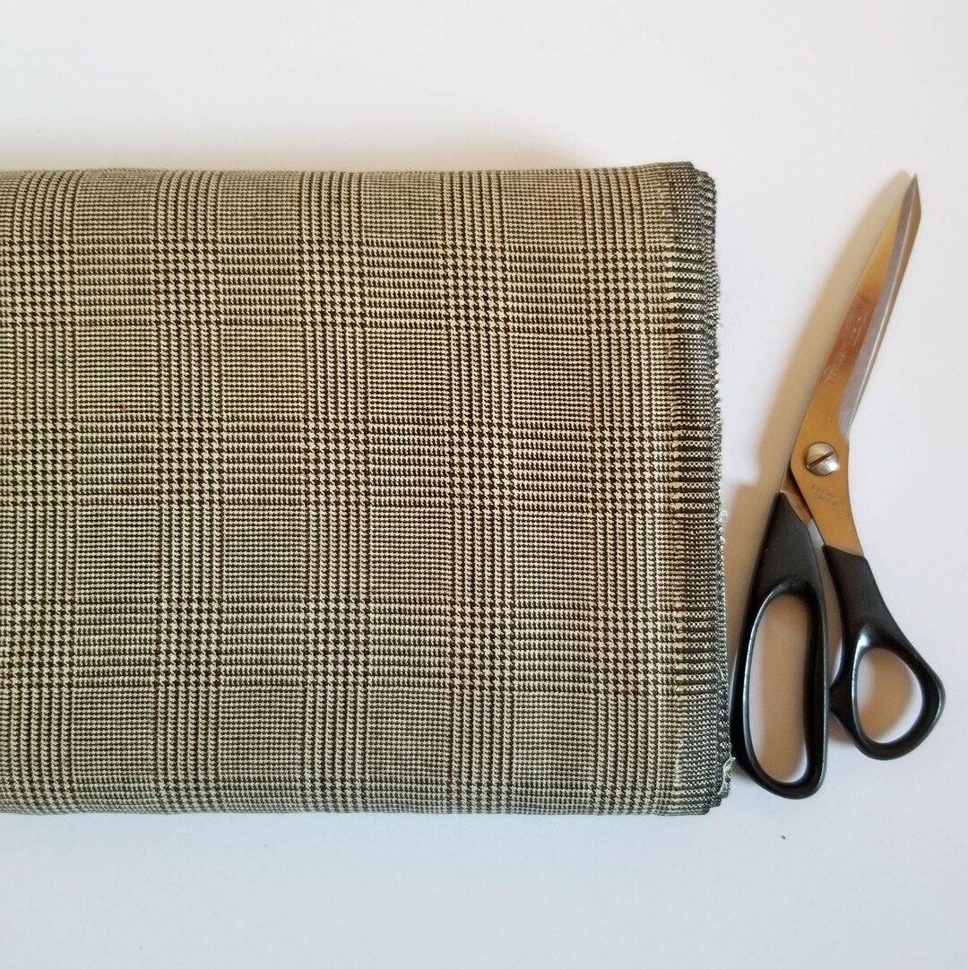 Wool Glen Check Fabric by the Yard - 60" Wide Black & White Wool Twill ...