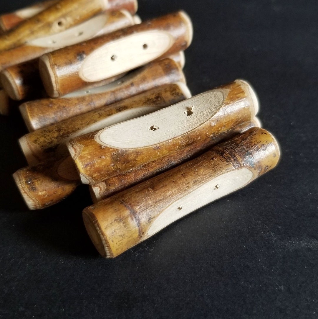 Set of 6 Natural Wood Toggle Buttons - Handmade Unfinished 2 Hole Wood ...