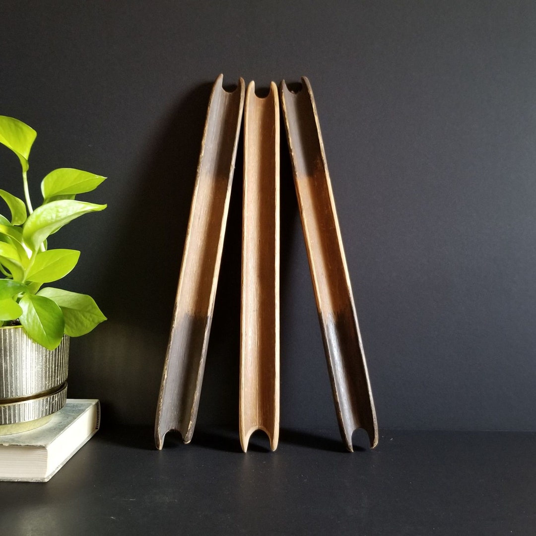 Set of 3 Wood Weaving Shuttles - Vintage 15" Long Wooden Rag Rug ...