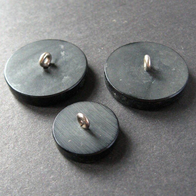 Set of 3 Large Black Plastic Buttons W Metal Shanks 25 & 38 - Etsy