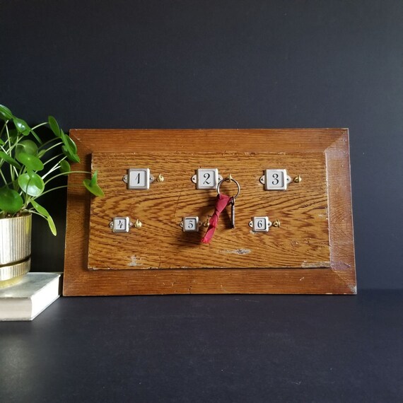 Wood Key Organizer W Metal File Label Holders & Brass Key - Etsy