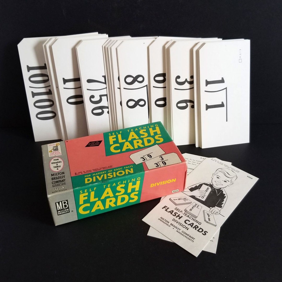 Division Math Flash Cards - Vintage 1960s Milton Bradley Complete Box ...