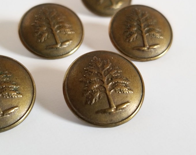 Set of 5 Bronze Tree of Life Buttons - 18mm Vintage Metal Shank Buttons ...
