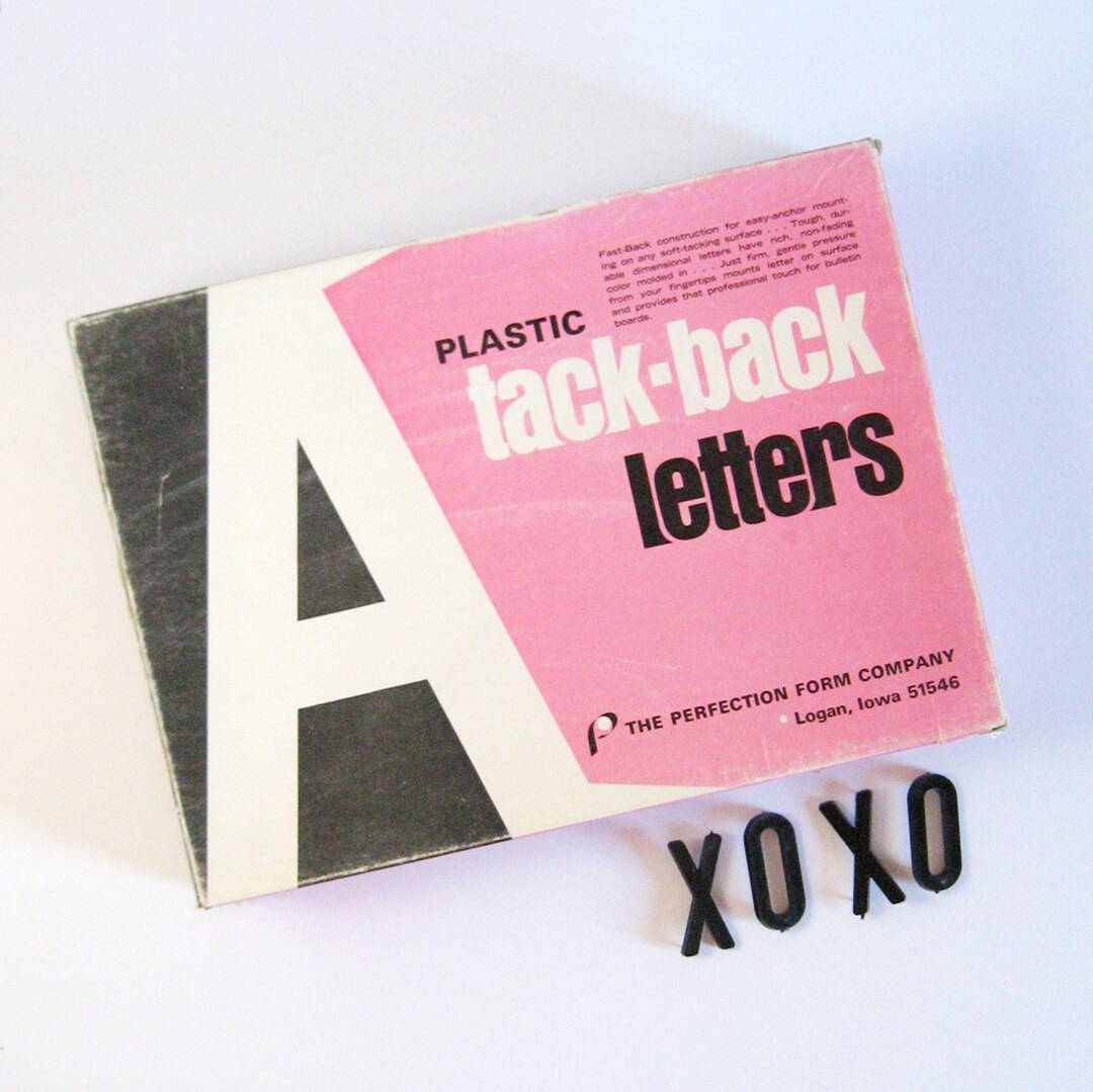 A to Z Black Plastic Letters - Vintage Boxed Set of Tack Back Letters ...