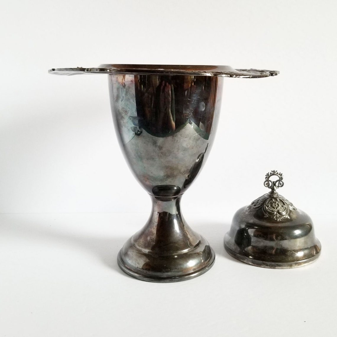 Silver Footed Compote Bowl W Ornate Finial Cover & Dutch - Etsy