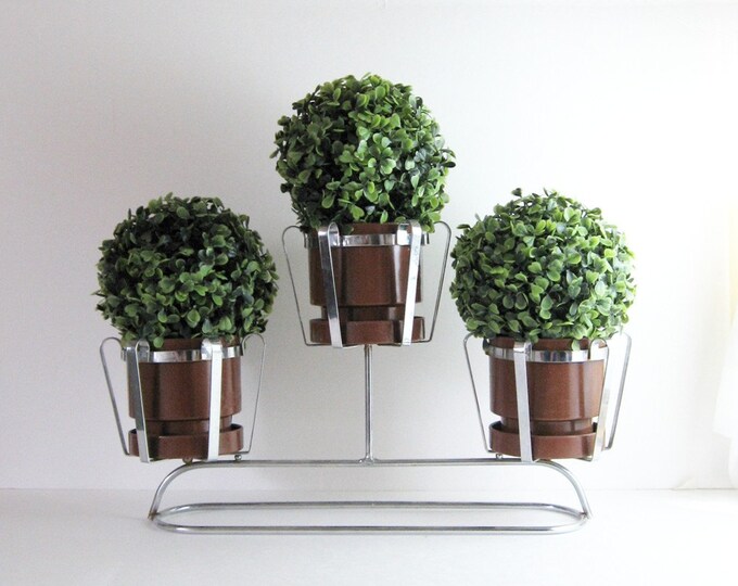 Vintage 3 Pot Chrome Planter - Mid Century Modern Home Decor - Indoor ...