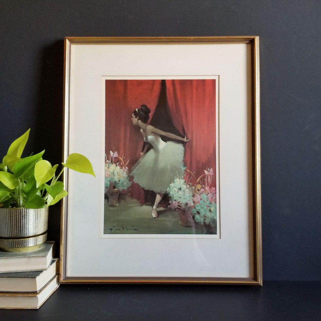 Ballet Dancer With Flowers - Juan Giralt Lerin - 18x22.5" Vintage Gold ...