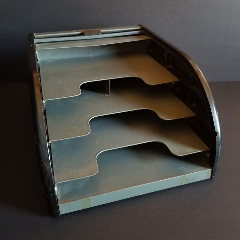 Stacked Metal Paper Tray W Roll Top Lid Vintage ASCO - Etsy