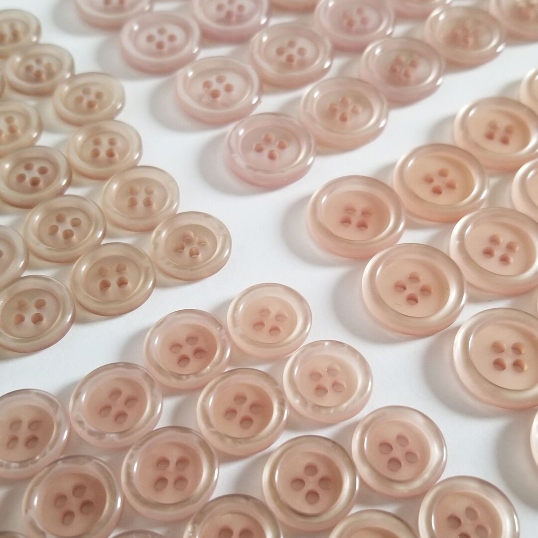 Pastel Pink 4 Hole Buttons W Pearlized Rim - Vintage 15 or 19 Mm ...
