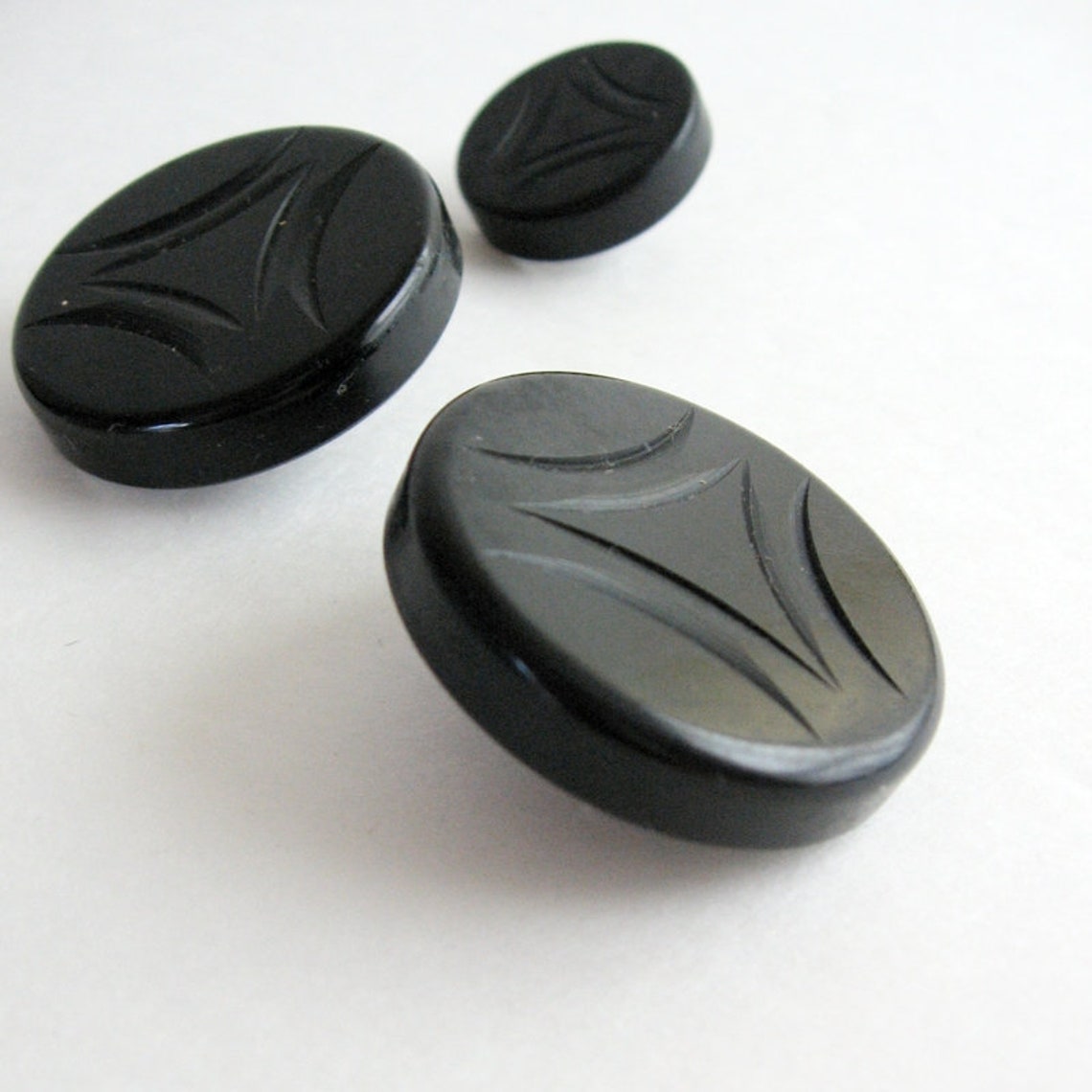 Set of 3 Large Black Plastic Buttons W Metal Shanks 25 & 38 - Etsy