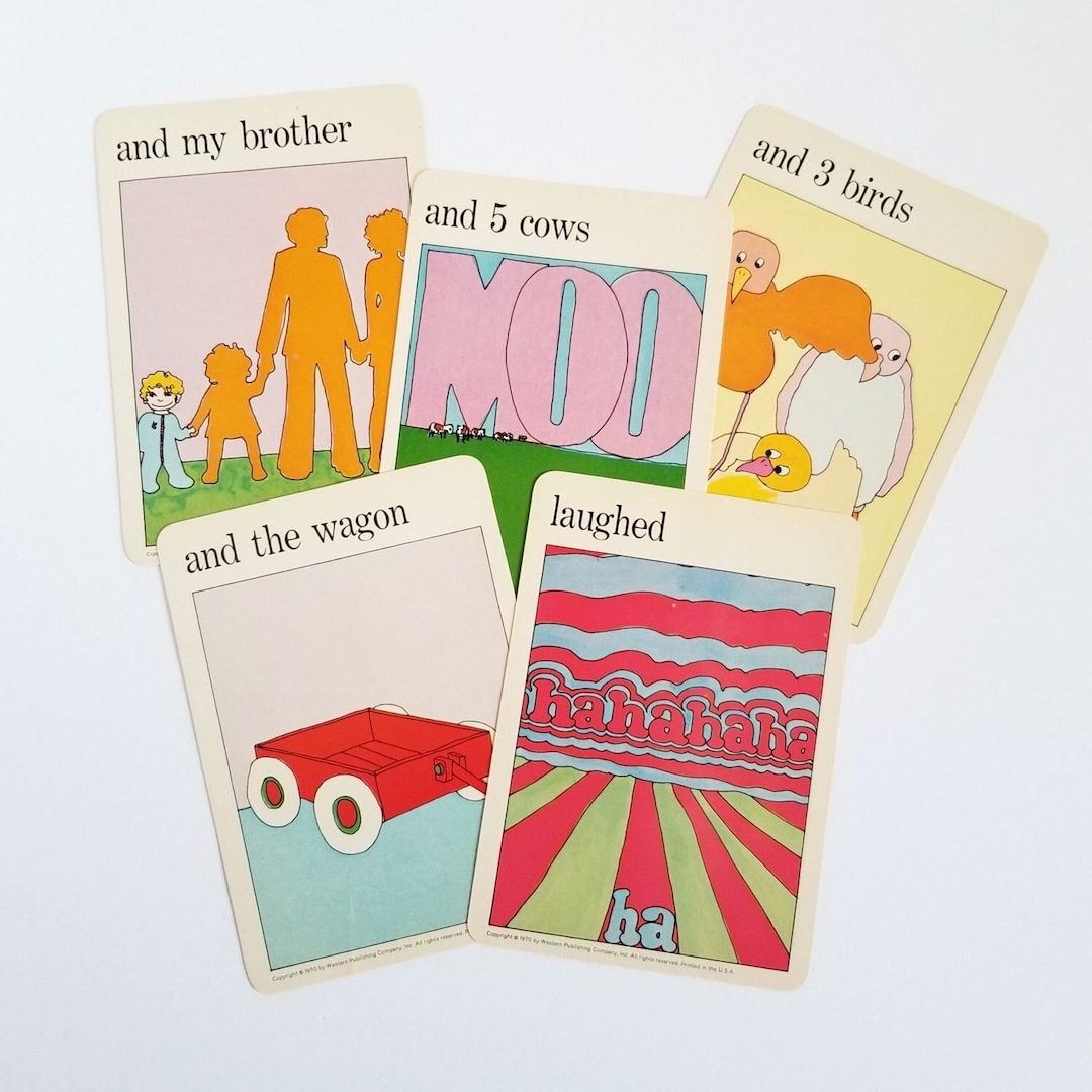 Set of 5 Vintage Moma Art Cards Brother & Farm House Animal Flash Cards ...