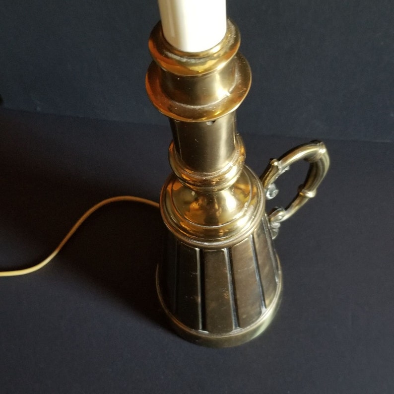 Brass Candlestick Table Lamp W Handle - Vintage Mid Century Working ...