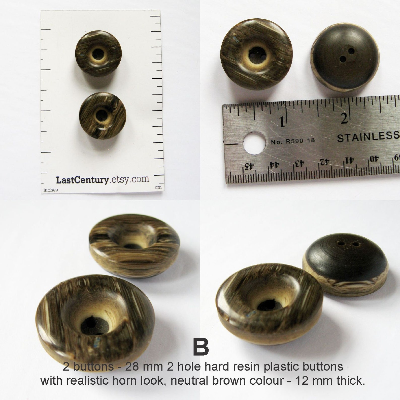 Large Faux Horn Buttons Vintage 2 Hole or Shank Buttons | Etsy